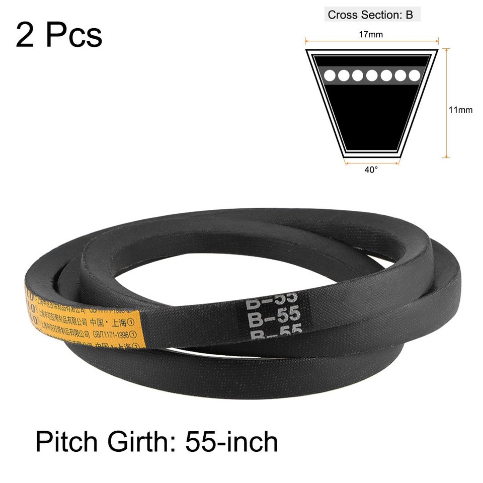 2Pcs B55 V-Belts for Industry Drive Belt 55" Pitch Length B-Section ...