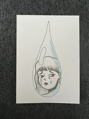 Original ACEO Shedding Tear Ink Line Art Medium Marker on Paper Signed ...