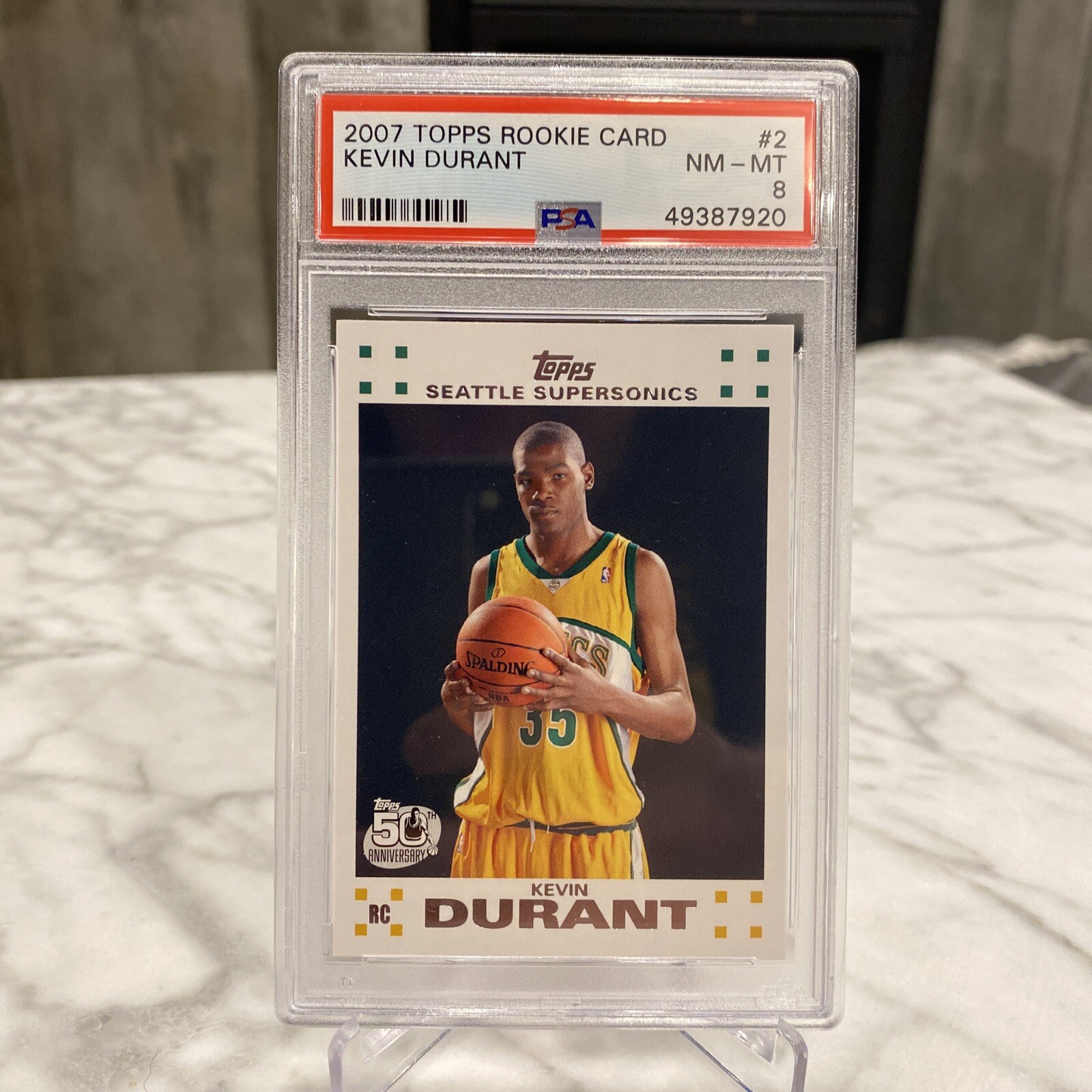 2007-08 Topps #2 Kevin Durant Seattle Supersonics RC Rookie PSA 8 NM-MT ...