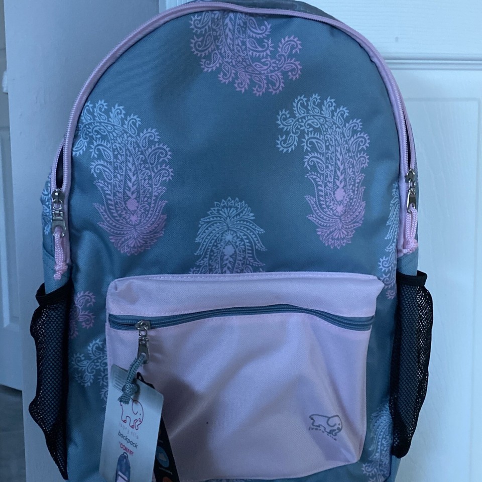 Ivory Ella 17" Pink/Blue Paisley Backpack Adjustable Padded Straps ...