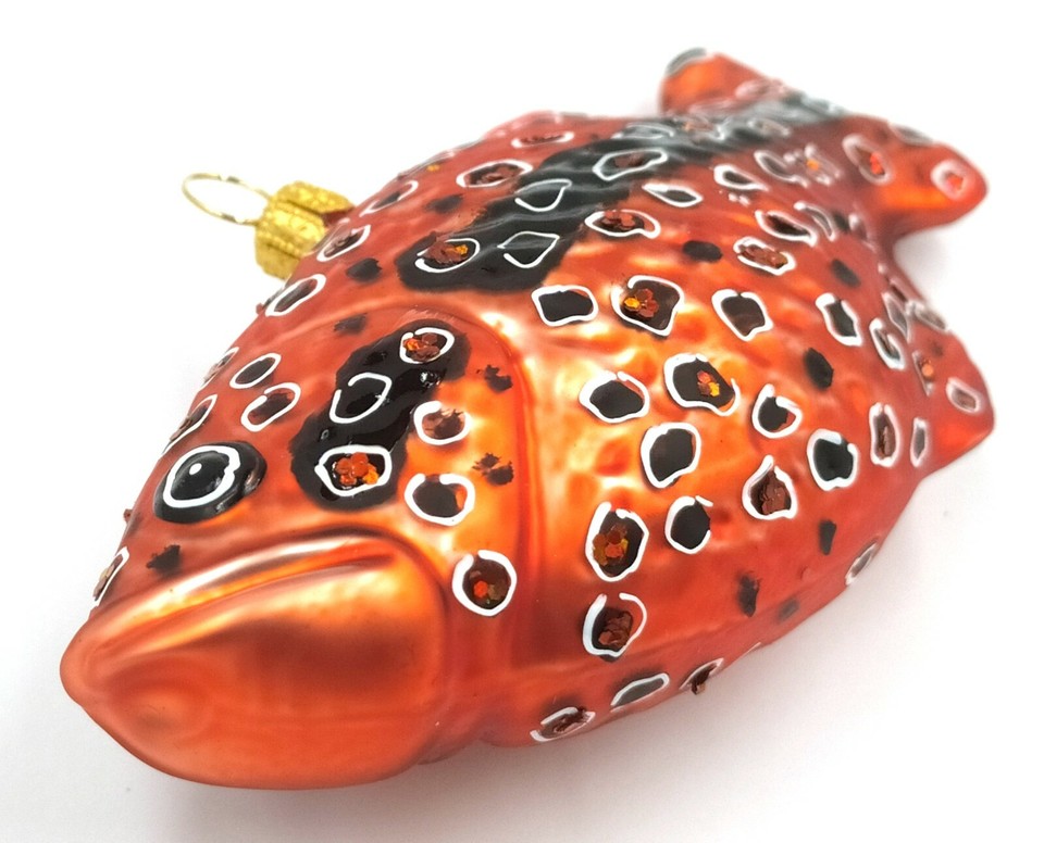 A192 Glass Red Trout Fish Marine Figurine Bauble Christmas Tree ...
