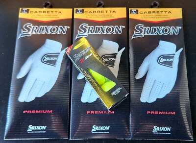 Srixon Cabretta Leather Golf Glove 3 Pak+ Z-Star Tour Yellow Ball ...
