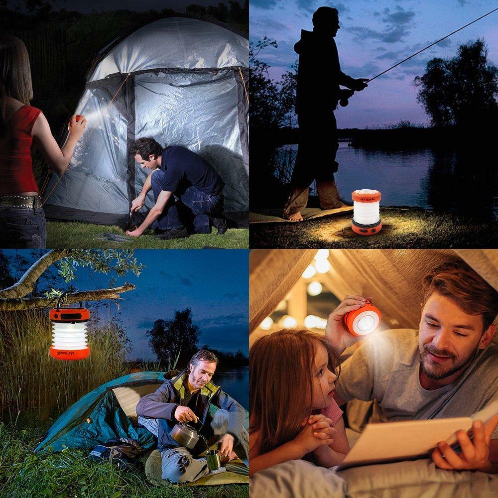 Thorfire LED Camping Lantern Lights Hand Crank USB Rechargeable Orange ...