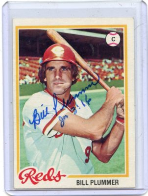 1978 TOPPS BASEBALL #106 BILL PLUMMER AUTOGRAPH, CINCINNATI REDS 110918 ...