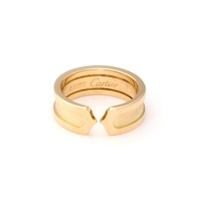 Cartier Double C Ring 18k Yellow Gold 6.5mm Cuff Band Size 48 - US 5 | eBay