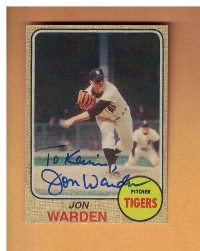 Jon Warden AUTOGRAPHED 1968 CUSTOM MADE BASEBALL CARD SIGNED DETROIT ...