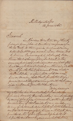 IVERSON S. HARRIS - DOCUMENT SIGNED 06/12/1865 CO-SIGNED BY: JAMES H ...