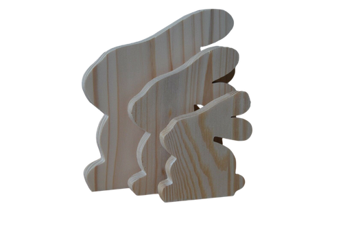 Wooden Rabbits Decoration, Set Three Different Pieces, TYPE 3 Decoupage ...