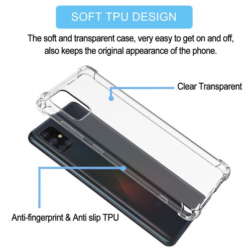 For Samsung Galaxy A51 A71 Case Cover Slim Clear Shell + Glass Screen ...