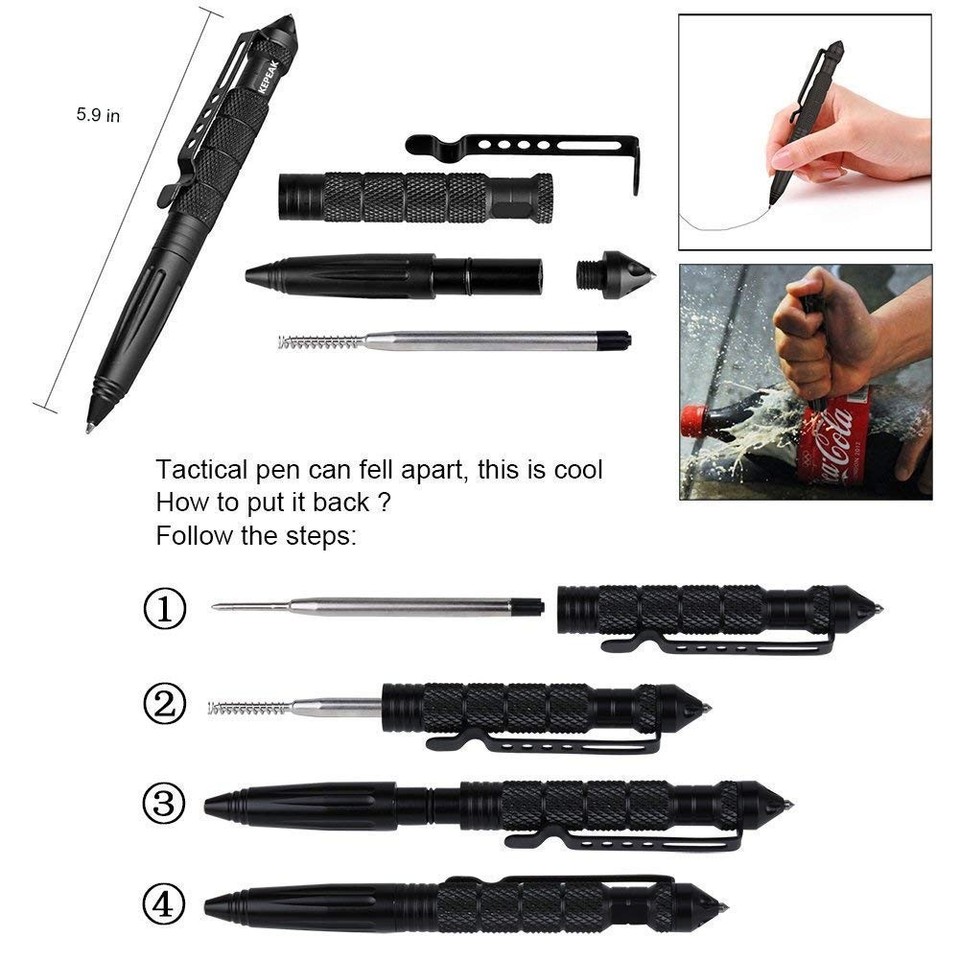 KEPEAK Military Tactical Pen Professional Self Defense Pen Emergency ...