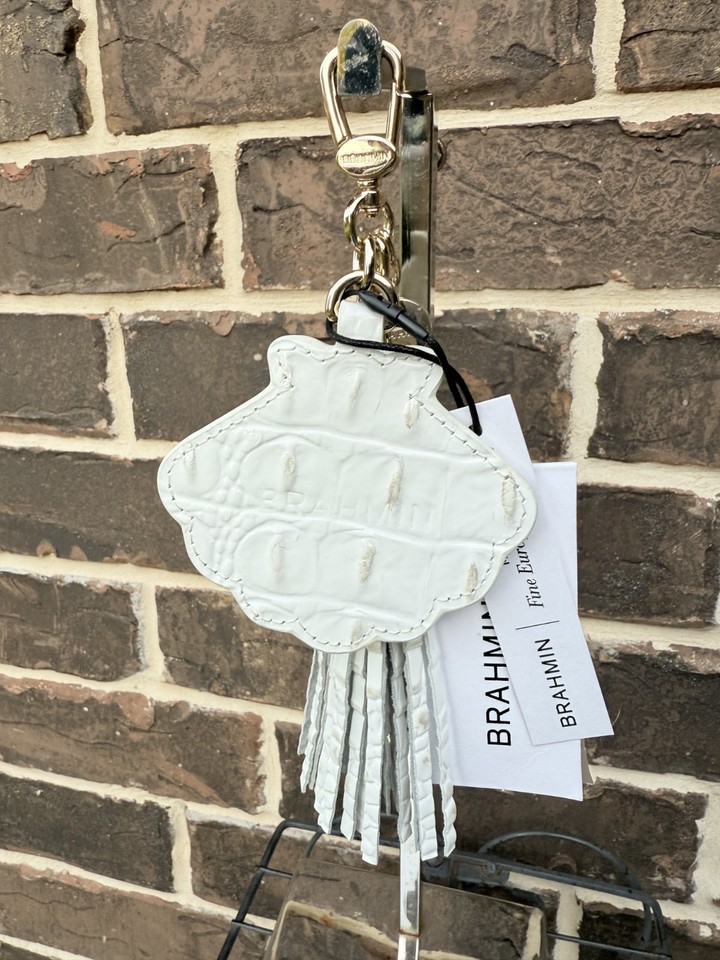 NWT Brahmin TASSEL Sea Shell CRYSTAL WHITE Melbourne Leather Key Fob | eBay