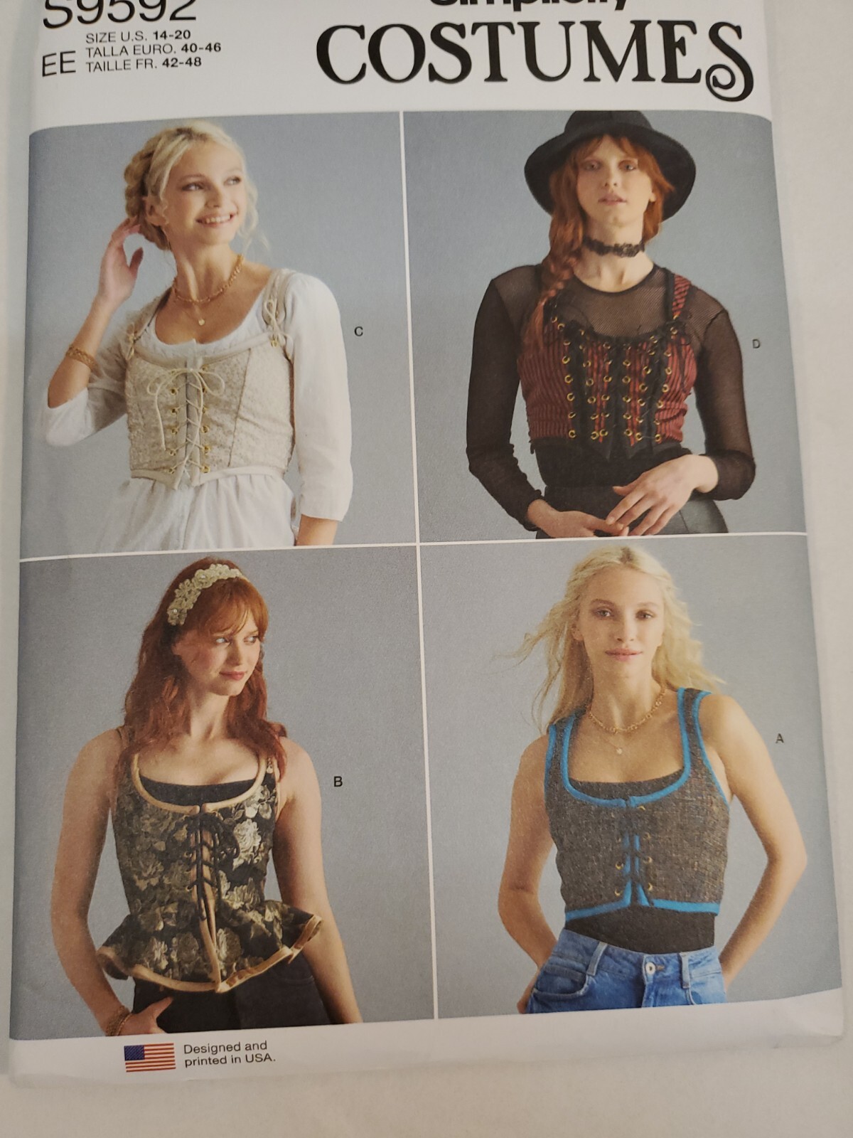 SIMPLICITY PATTERN 9592 CORSETS COSTUMES MISSES SIZES 14 16 18 20 UNCUT ...