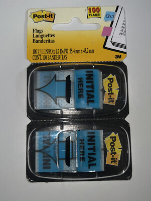 Post-it Initial Here Message Flag 100/PK, Blue | eBay