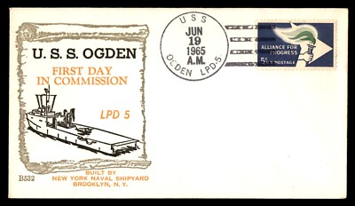 MayfairStamps USS Ogden 1965 LPD 5 First Day In Commission Naval Cover ...