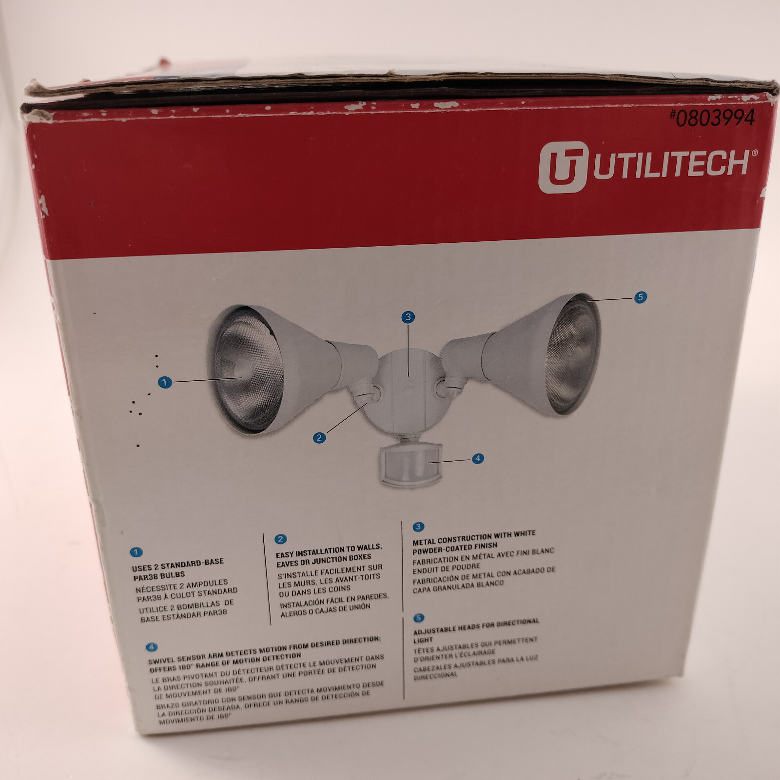 Utilitech 0803994 Motion Activated Hardwired Security Light White - NEW ...