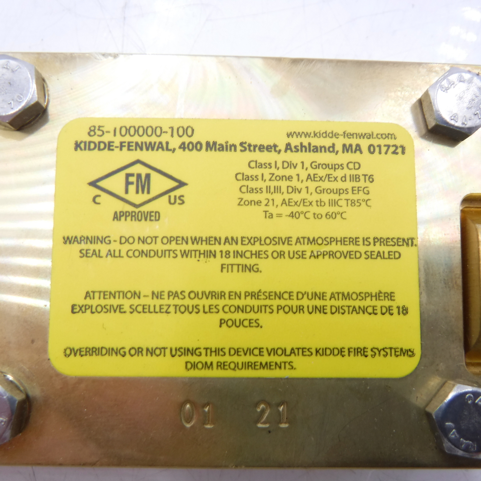 Kidde Fire Systems 85-100000-100 Control Head Monitor Switch for sale ...