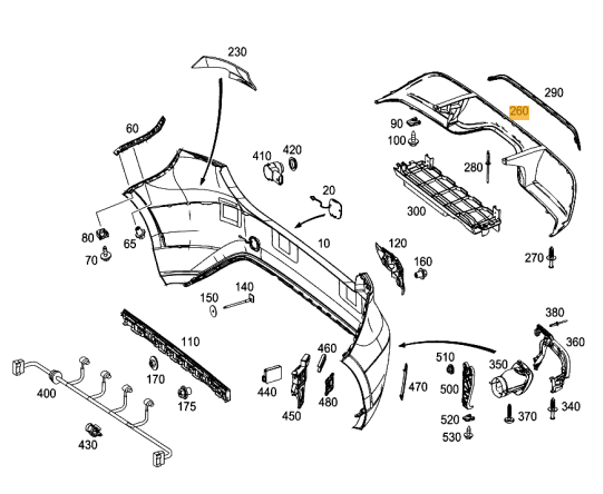 MERCEDES BENZ W176 Urban Progressive Rear Bumper Black Diffuser ...