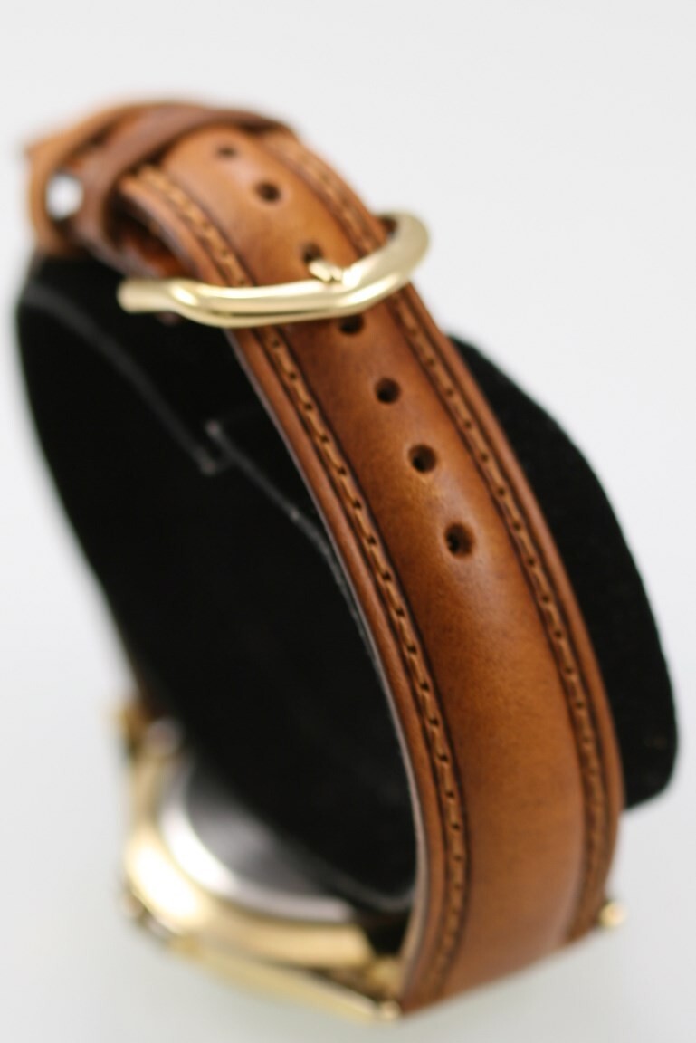 Prescott Watch Men Stainless Steel Gold Water Res Leather Brown Battery ...