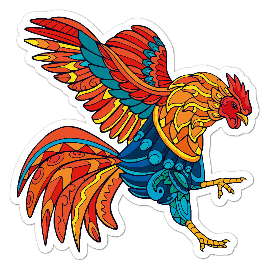 Fighting Rooster, Vinyl Decal Sticker, Indoor Outdoor, 3 Sizes, #9758 ...