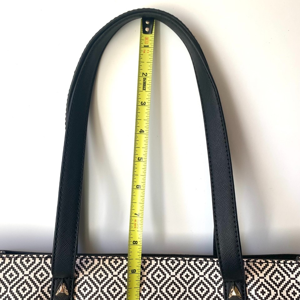Stella & Dot Tote Bag Black & White Geometric Diamond Pattern Southwestern | eBay