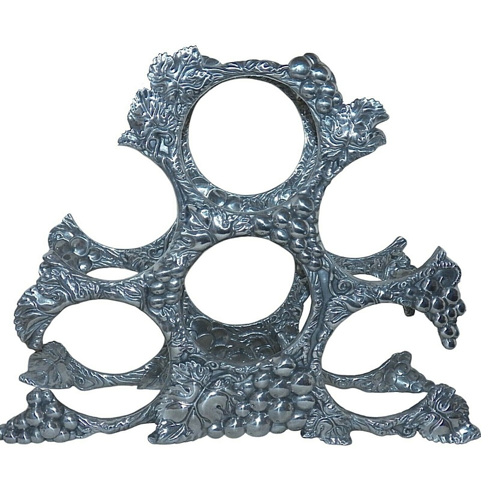 Retired Arthur Court 2004 Grapes Vine Cast Aluminum Wine Bottle Rack ...