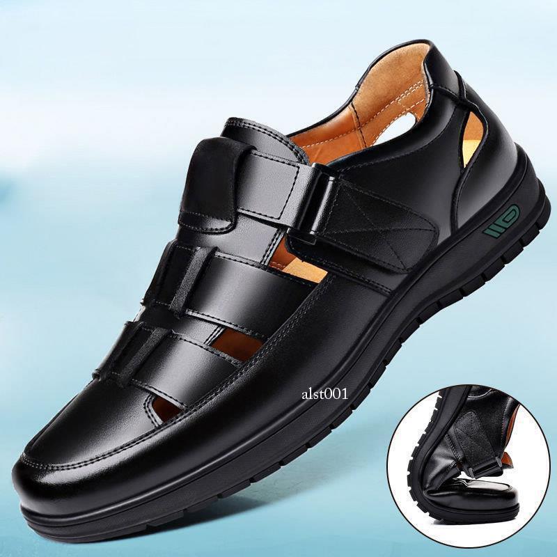 Men Business Sandals Summer Leather Shoes Mens Closed Toe Dress Non ...