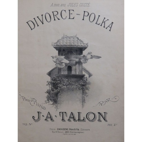 TALON J. A. Divorce-Polka Piano ca1884 | eBay