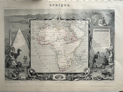 Departmental Map Atlas Levasseur 1845 Engraving Paris " AFRICA " | eBay