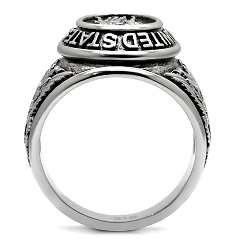 CLEARANCE--MEN'S STAINLESS STEEL USA MILITARY VETERAN RING SIZE 8, 13 ...
