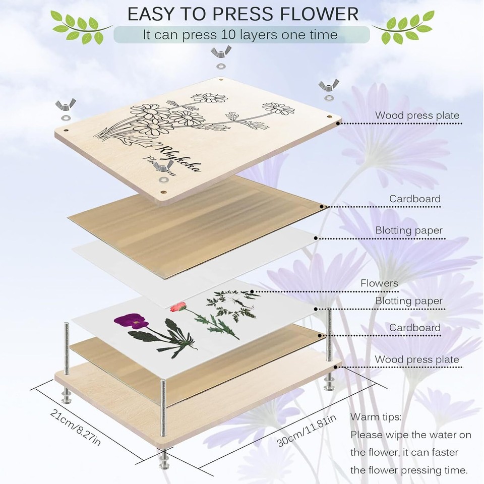 Large Flower Press Kit For Adults 10 Layers 118 X 83 Inches Diy Wood ...