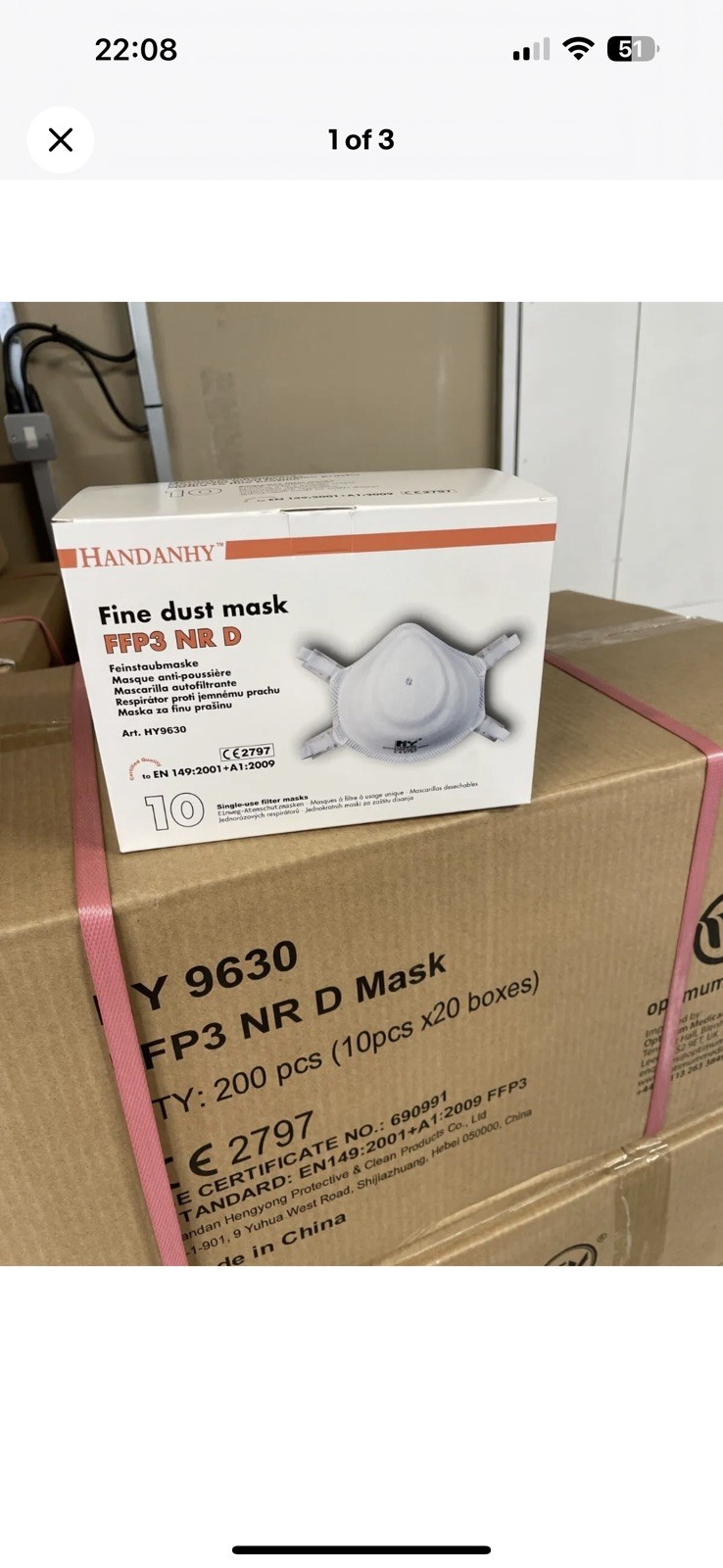 10 HANDANHY FFP3 Valved Fine Dust Face Mask (New) | eBay UK