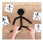 Wooden Stickman Toy With Moving Limbs 24 Cards Educational Wooden Stick ...