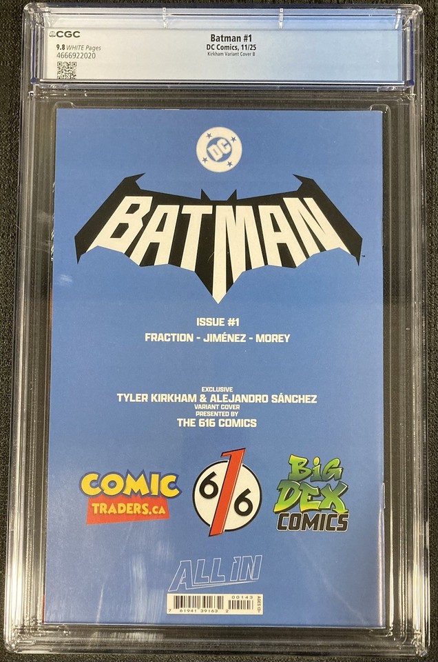Batman #1 CGC 9.8 Tyler Kirkham 616 Virgin Variant DC 2025 (Read ...