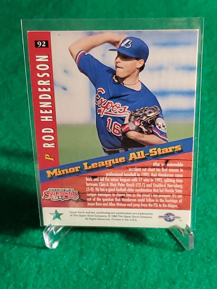 1994 Upper Deck Minors Baseball #92 Rod Henderson All-Star Foil ...