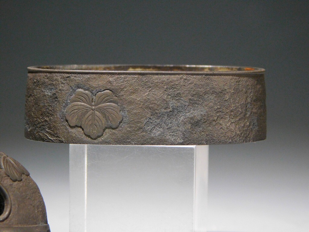 Kamon Design Shibuichi Katana Fuchi/Kashira Edo original tsuba sword ...