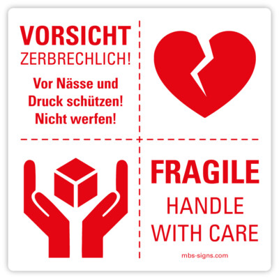 10x – Aufkleber Verpackungskennzeichnung „Zerbrechlich/Fragile ️️“ | 5 ...