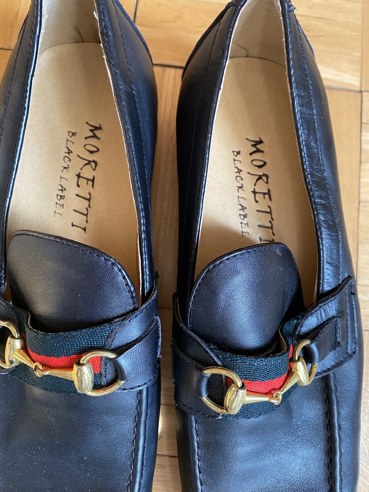 Moretti Mens Black Label Leather Shoes Black Size 9.5 - Gem