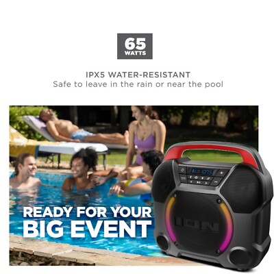 ION AUDIO PATHFINDER GO SPEAKER WATER-RESISTANT POOL PARTY SPEAKER IPX5 ...