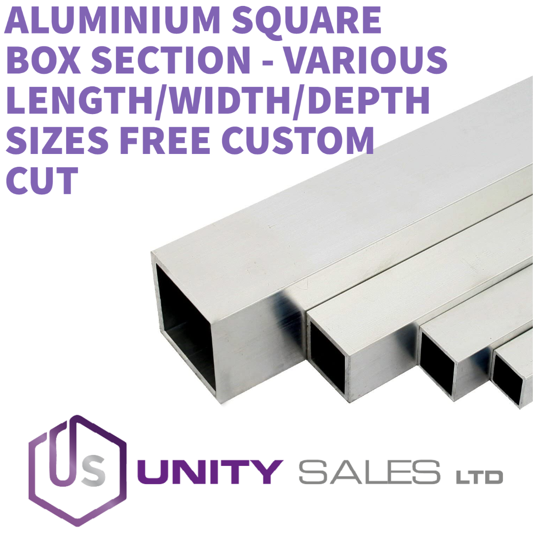 ALUMINIUM SQUARE BOX SECTION - VARIOUS LENGTH/WIDTH/DEPTH SIZES- FREE ...