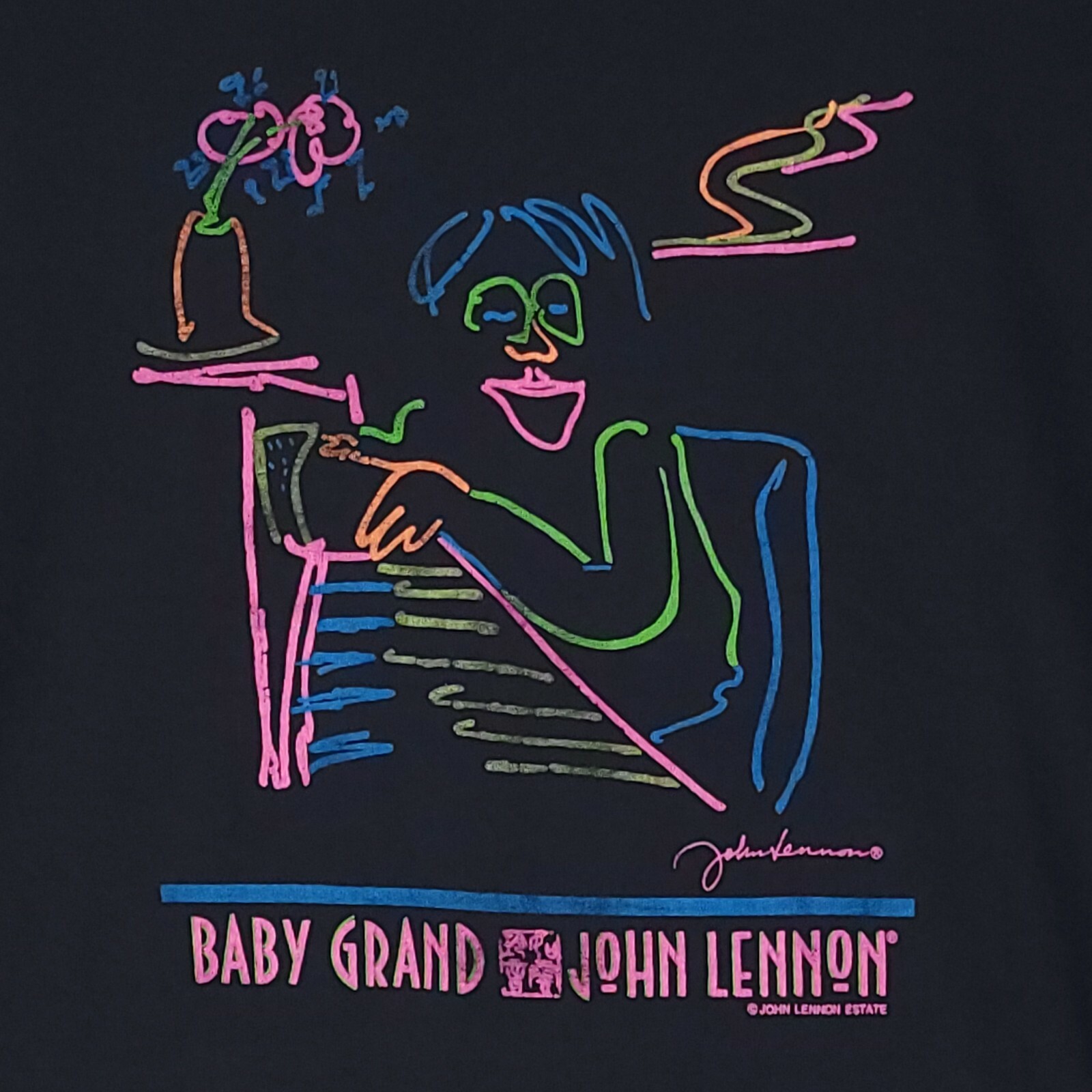 Vintage John Lennon Baby Grand Neon Art Drawing T-Shi… - Gem