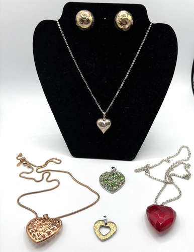 Vtg Fashion Costume Necklaces Heart Pendants JCM Milor Stainless Steel ...