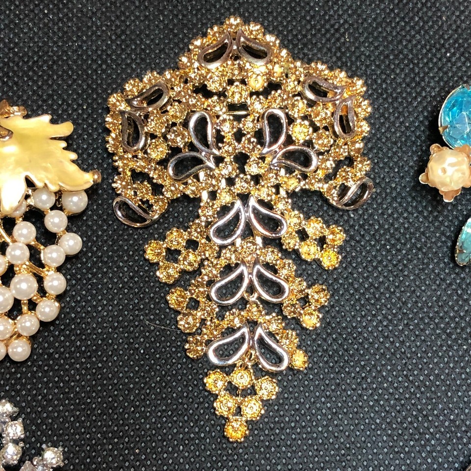 PINS BROOCH VINTAGE COSTUME LOT HIGH END CRYSTAL RHINESTONE #33Z | eBay
