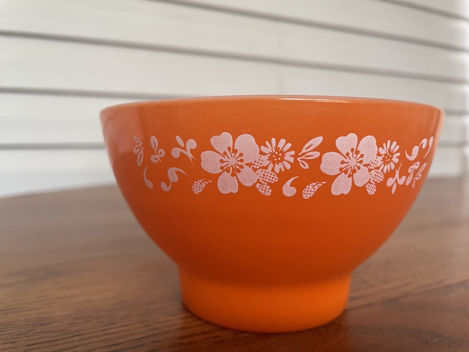 Vintage Termocrisa Pyrex Milk Glass Orange Bowl HTF | eBay