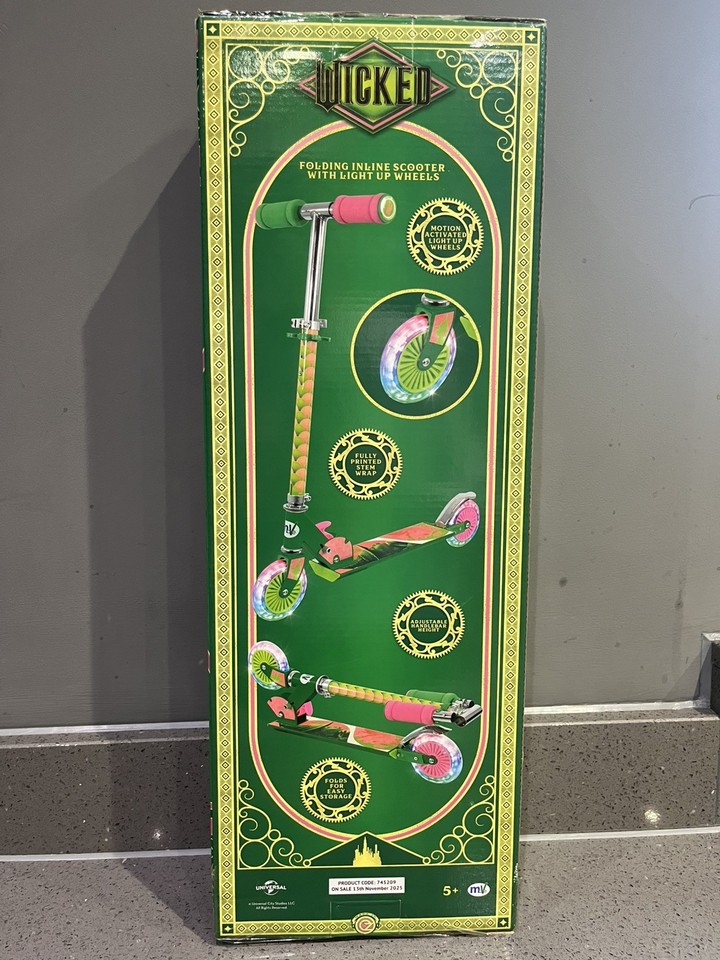 Wicked Movie Kids Flashing Light Scooter with LED Wheels Foldable ...