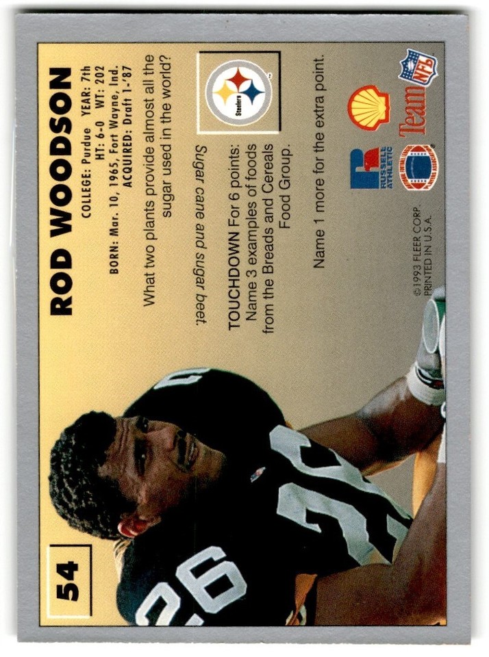 1993 Fleer Rod Woodson Pittsburgh Steelers #54 | eBay