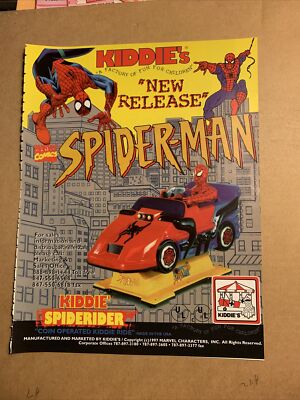 Original 1997 11- 8 1/4” Spider-Man Kiddie Ride arcade game AD FLYER | eBay