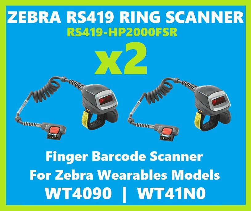 LOT OF 2 Zebra RS419 Finger Barcode Scanner RS419-HP2000FSR to WT4090 ...