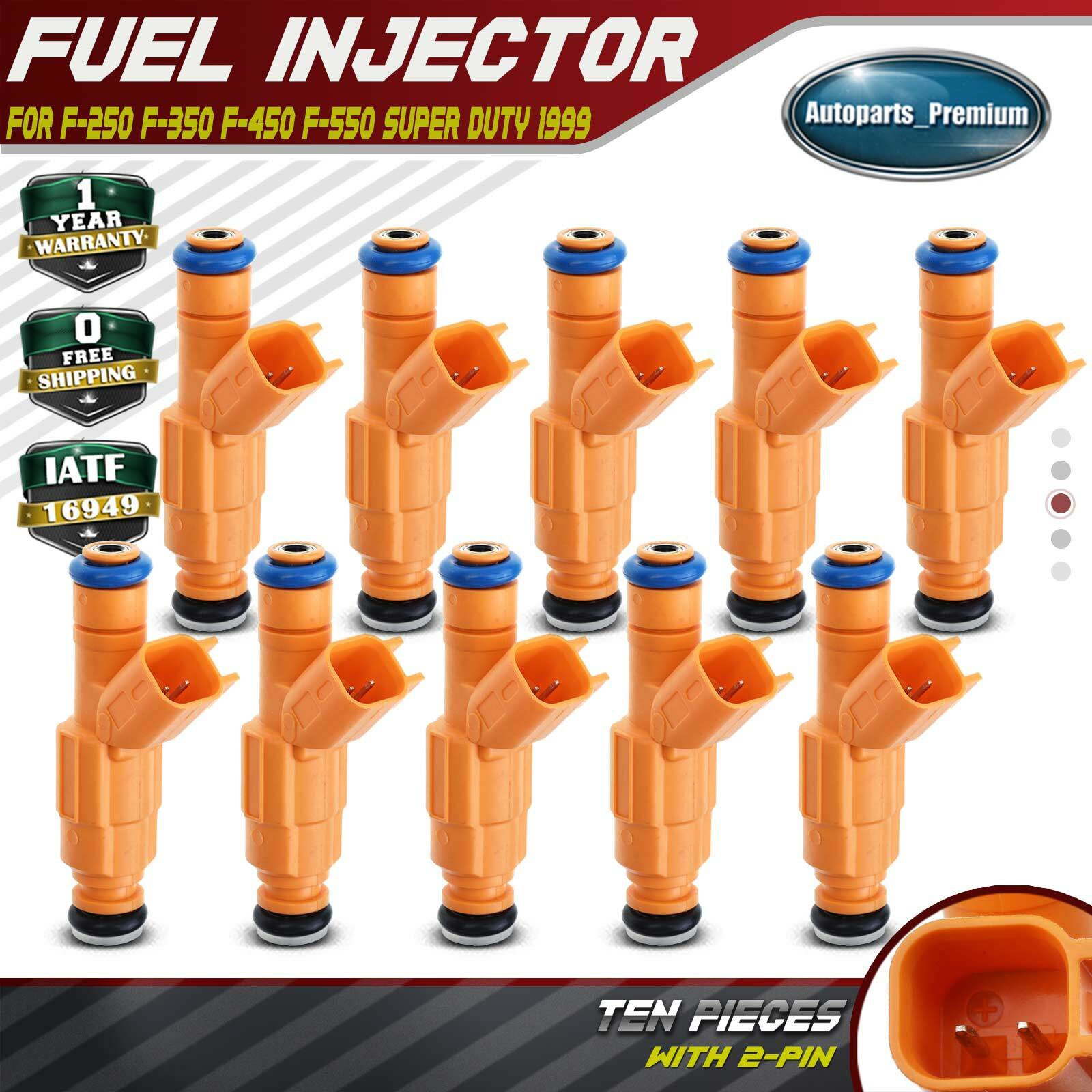 Set of 10 Fuel Injector for F-250 F-350 E-350 Econoline Super Duty 1999 ...