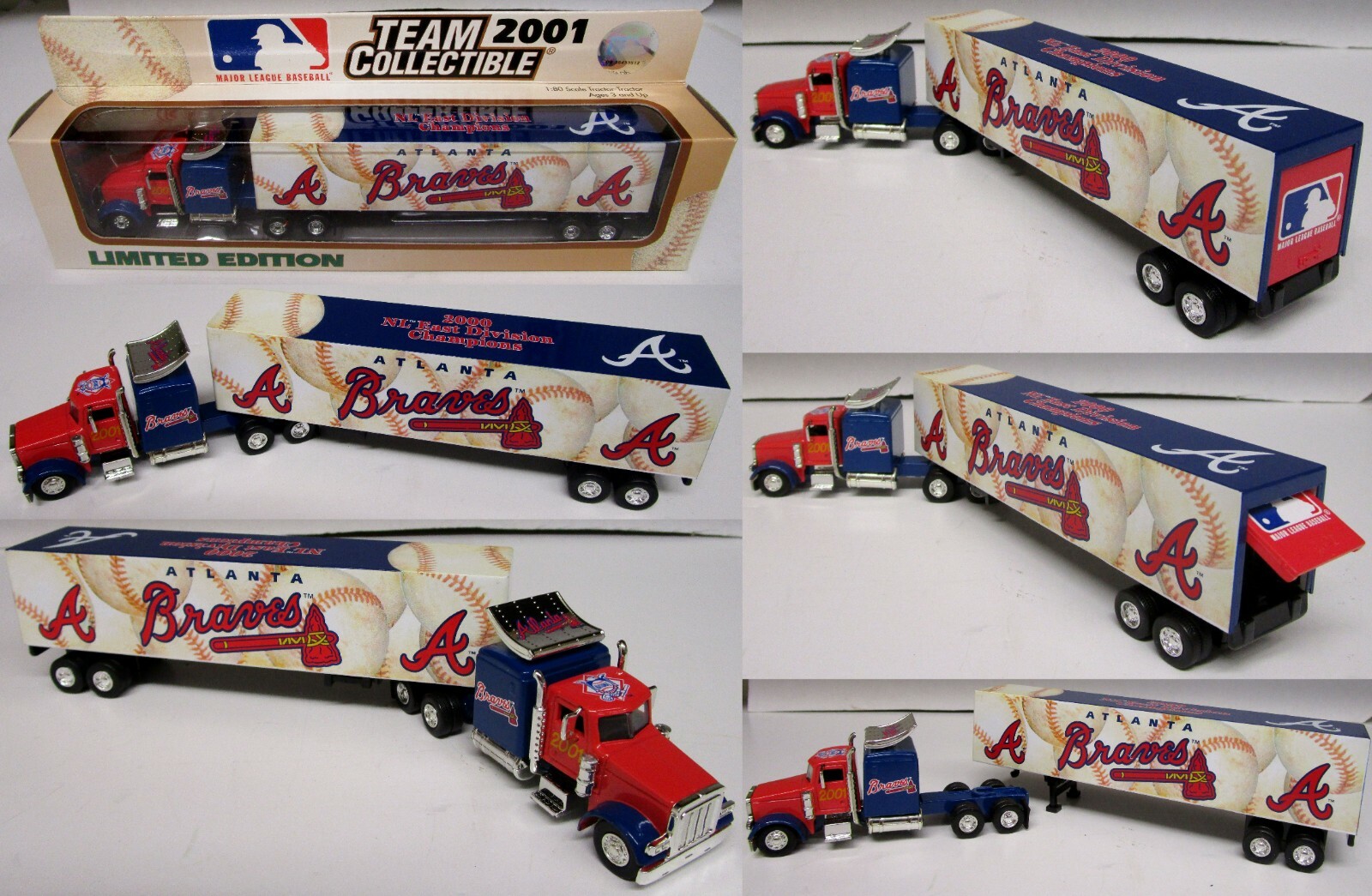8 pc 2001 Atlanta Braves Truck Trailer Metal Die cast Scale 1:80 ...