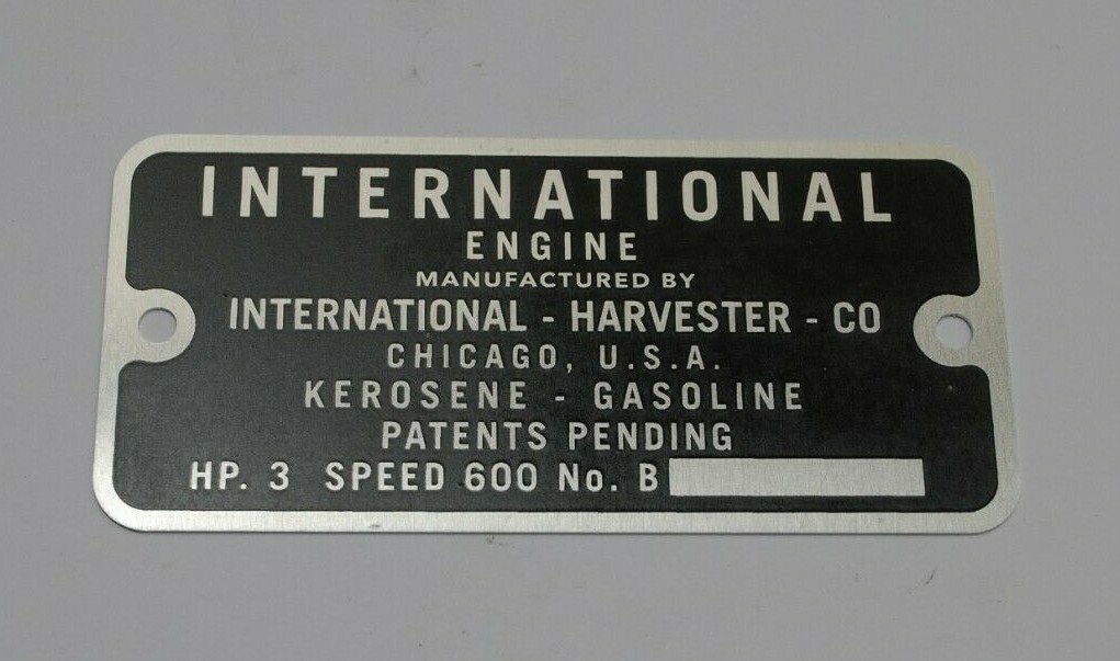International IH M 3 HP Name Tag Plate Ignitor Gas Engine Motor | eBay